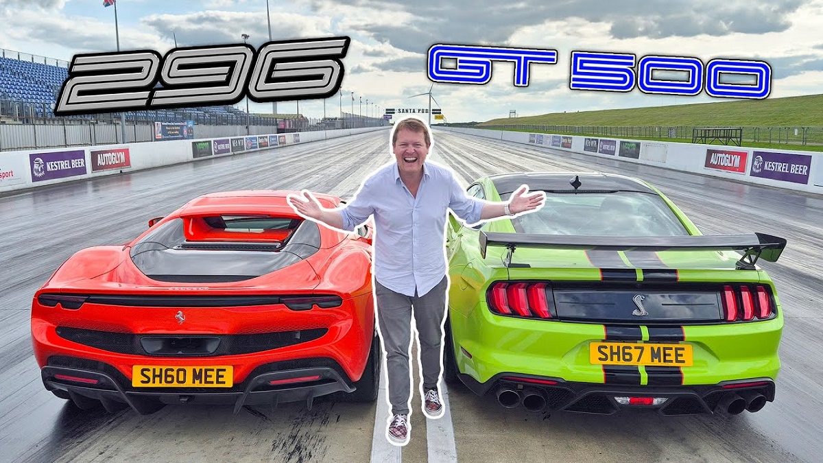 DRAG RACE: Ferrari 296 GTS vs Shelby GT500 - Luxury Cars Mag